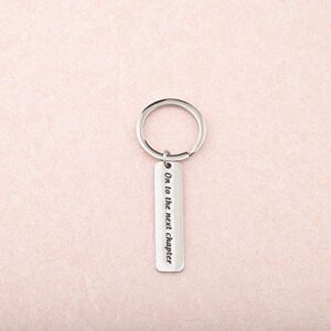 WUSUANED On to the Next Chapter Keychain Retirement Gift Graduation Gift Divorce Gift (Next chapter keychain)