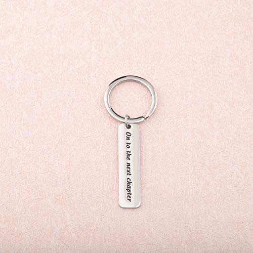 WUSUANED On to the Next Chapter Keychain Retirement Gift Graduation Gift Divorce Gift (Next chapter keychain)