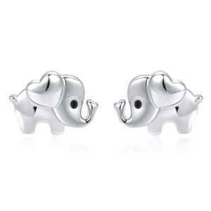 elephant stud earrings hypoallergenic sterling silver earrings women no nickel for sensitive ears christmas gifts stocking stuffers(1 silver)