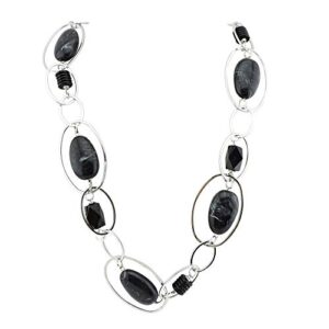 bocar fashion long chunky black beads necklace for women (581)