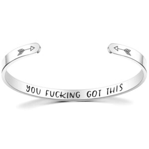 jude jewelers stainless steel inspirational mantra cocktail party statement encouragement bangle bracelet (you fucking got this)