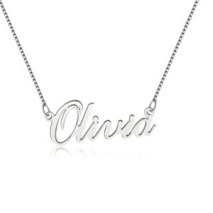 lutilo 925 sterling sliver custom name necklace personalized initial necklaces pendant jewelry gift for her (olivia)