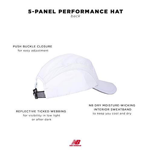 New Balance Men's and Women's 5-Panel Moisture Wicking Performance Hat, One Size, White