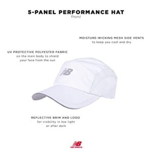 New Balance Men's and Women's 5-Panel Moisture Wicking Performance Hat, One Size, White