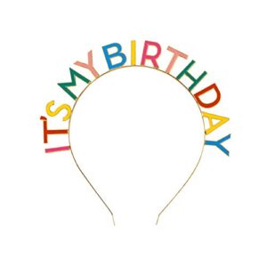 talking tables rain rainbow 'it's my birthday' alloy headband, one, multicolor