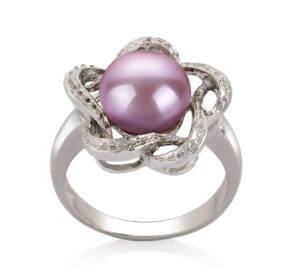 fiona lavender 9-10mm aa quality freshwater 925 sterling silver cultured pearl ring for women - size-7