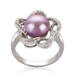 Fiona Lavender 9-10mm AA Quality Freshwater 925 Sterling Silver Cultured Pearl Ring For Women - Size-7