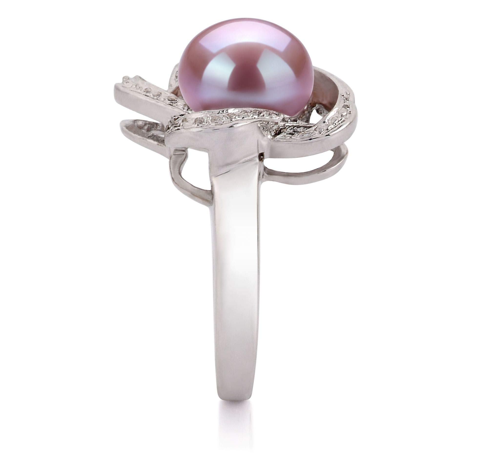 Fiona Lavender 9-10mm AA Quality Freshwater 925 Sterling Silver Cultured Pearl Ring For Women - Size-7