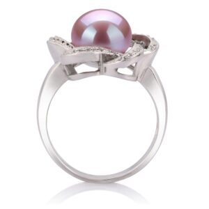 Fiona Lavender 9-10mm AA Quality Freshwater 925 Sterling Silver Cultured Pearl Ring For Women - Size-7