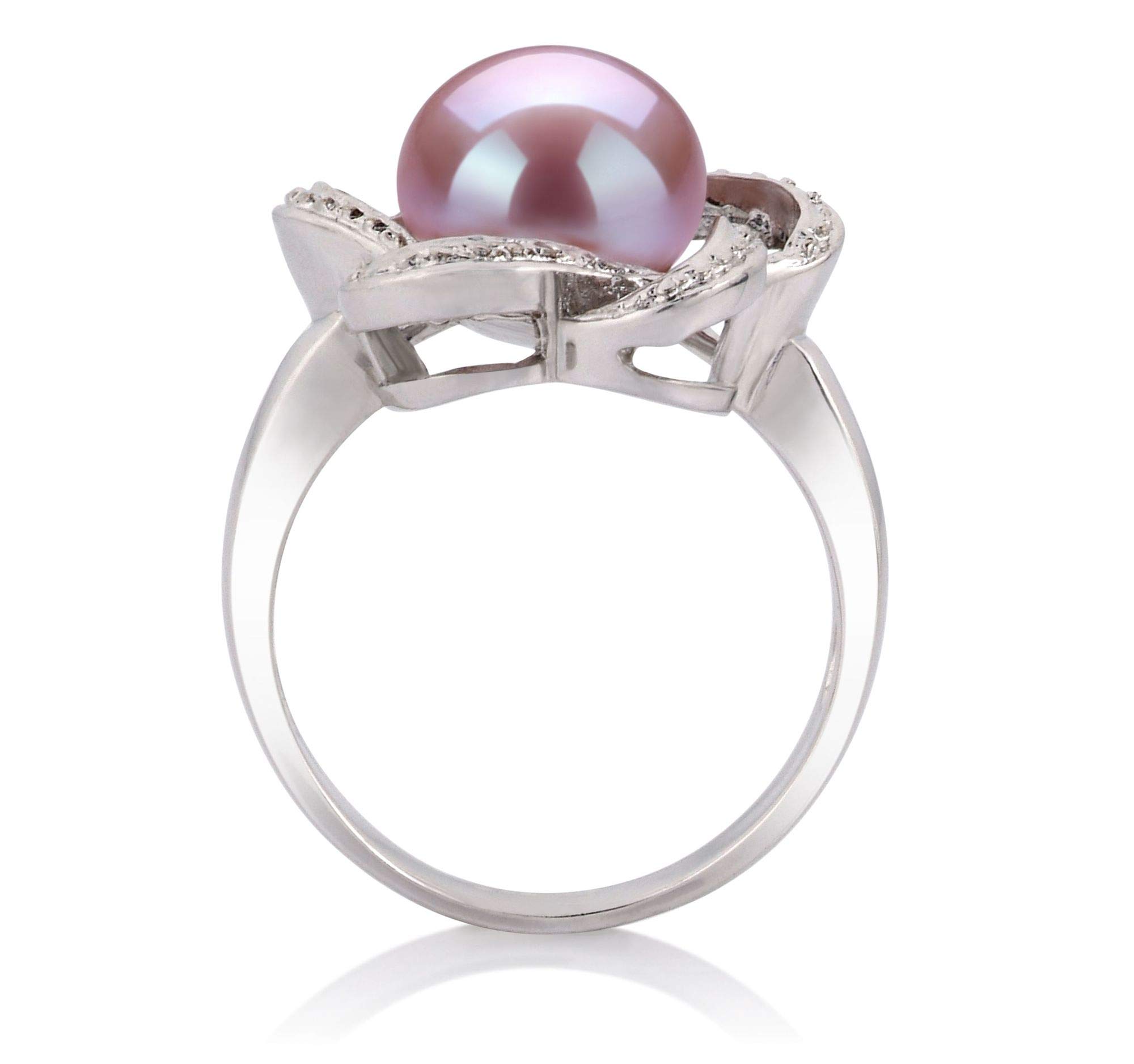 Fiona Lavender 9-10mm AA Quality Freshwater 925 Sterling Silver Cultured Pearl Ring For Women - Size-7