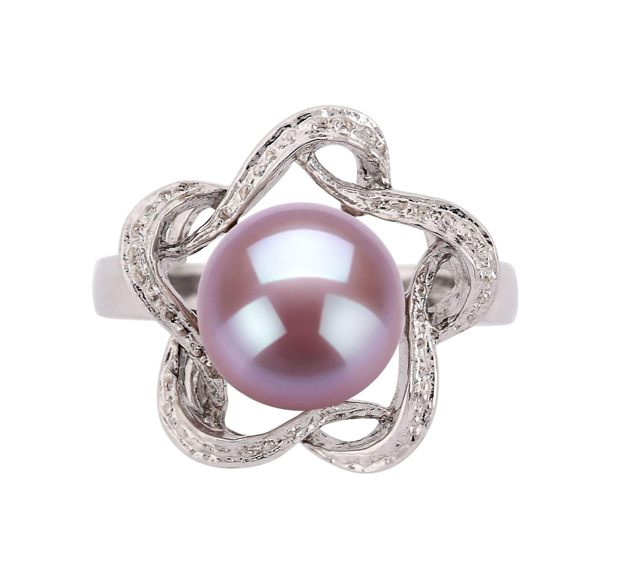 Fiona Lavender 9-10mm AA Quality Freshwater 925 Sterling Silver Cultured Pearl Ring For Women - Size-7