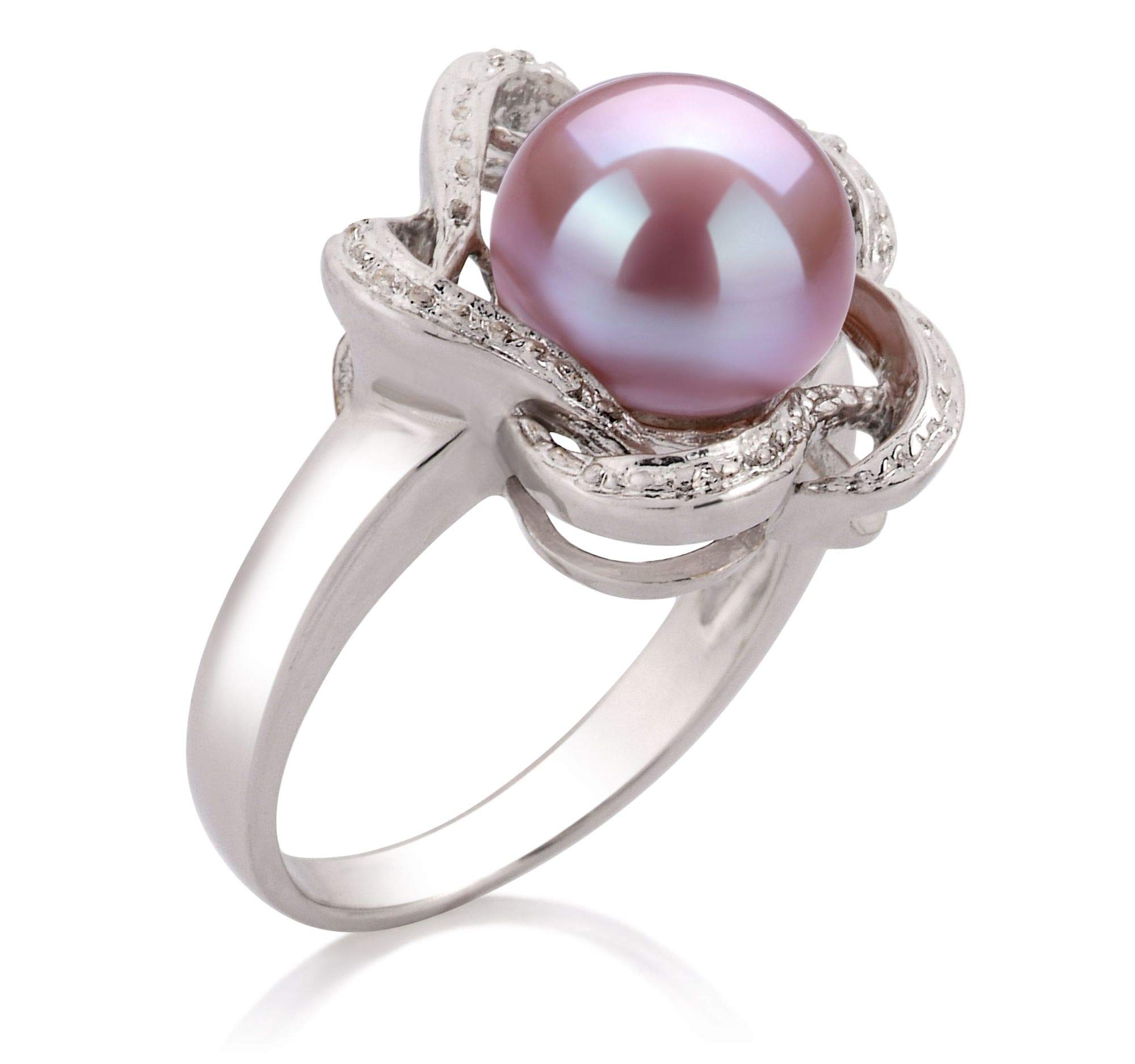 Fiona Lavender 9-10mm AA Quality Freshwater 925 Sterling Silver Cultured Pearl Ring For Women - Size-7