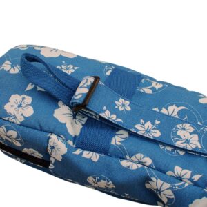 MUSIC FIRST Original Design 15mm Thick Padded Hawaii Style “Blue and White Plumeria” Canvas A & F Style (Standard) Mandolin Gig Bag Soft Mandolin Case Fits for Most of A Mandolin, Salute ELVIS