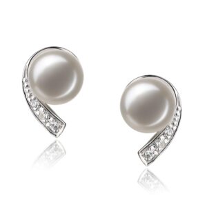 claudia white 7-8mm aa quality freshwater 925 sterling silver cultured pearl earring pair for women