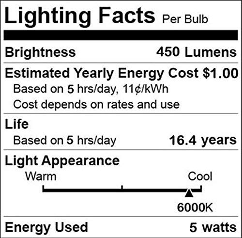 Tento Lighting E26 E27 5W 12VDC Low Voltage LED Light Bulbs, RV Lighting Off-Grid - Warm White (6 Pack)