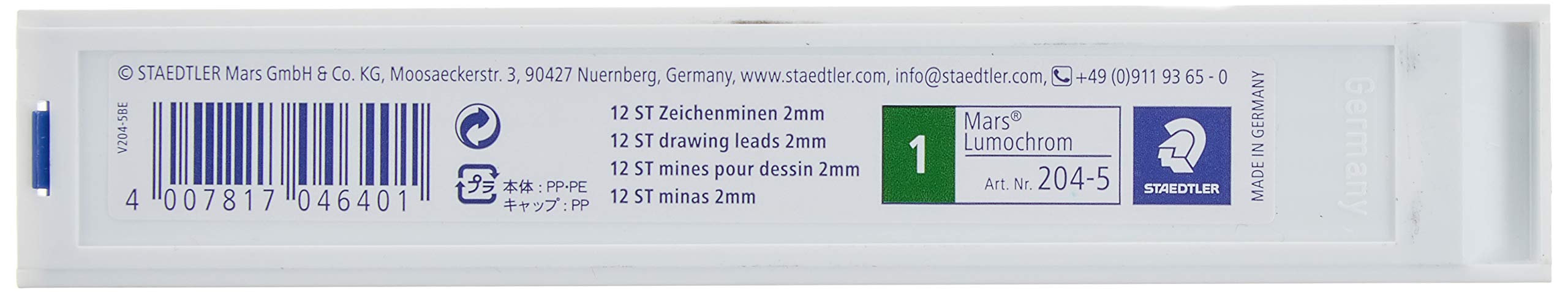 STAEDTLER Mars Lumochrome Colour Drawing Refill 2 mm Green for Lead Pencils 204-5 ST