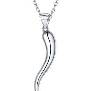 U7 Italian Horn Pendant for Car Sterling Silver Lucky Pepper Pendant Cornicelli Necklace 18 Inch