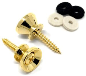 vintage forge guitar strap buttons gold for fender guitar and bass (2) with screws and felt washers sb50-gld