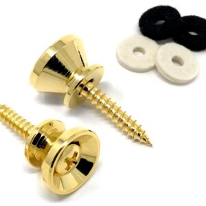 Vintage Forge Guitar Strap Buttons Gold for Fender Guitar and Bass (2) with Screws and Felt Washers SB50-GLD