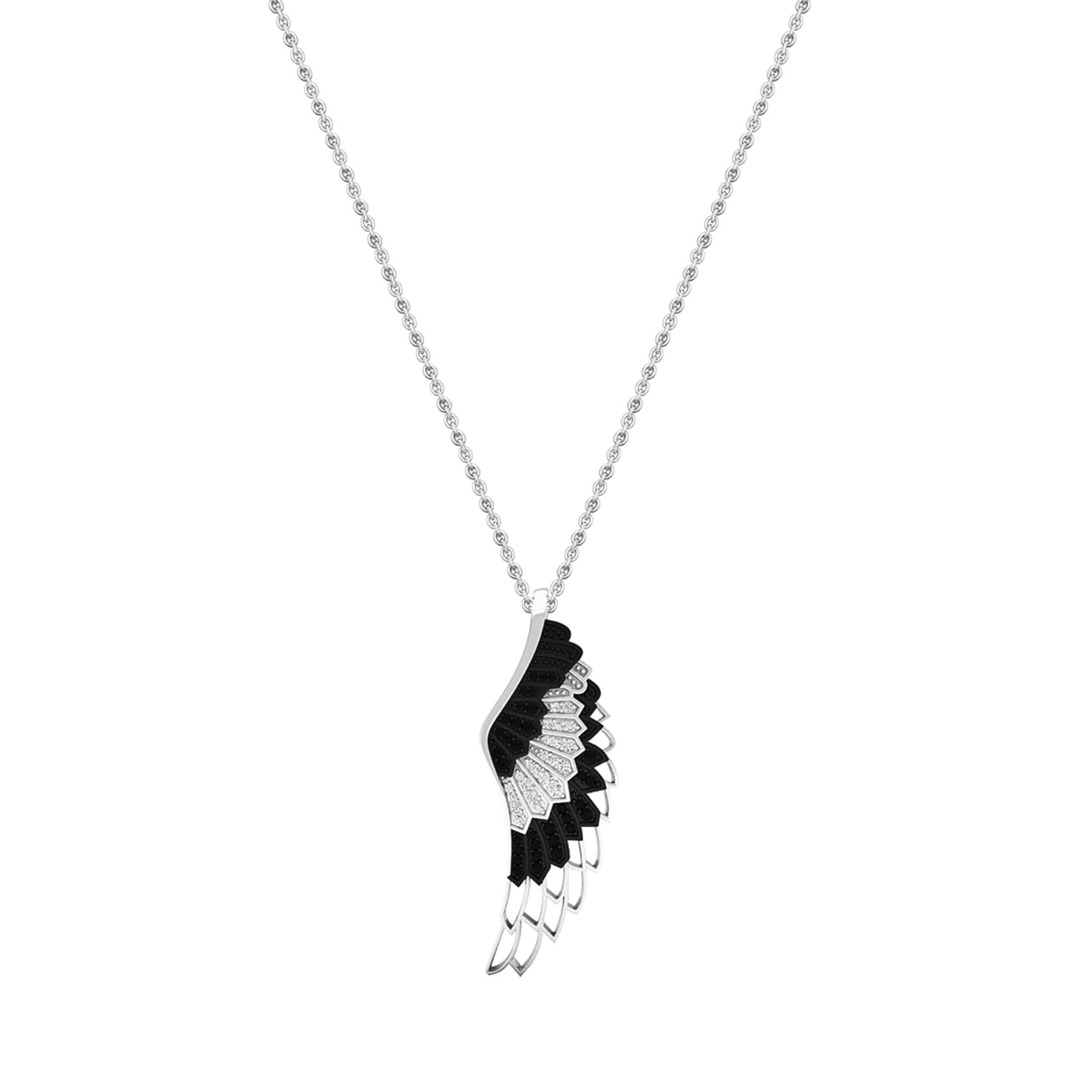 Dazzlingrock Collection 0.40 Carat (ctw) Black And White Diamond Angel Wing Feather Pendant, Sterling Silver