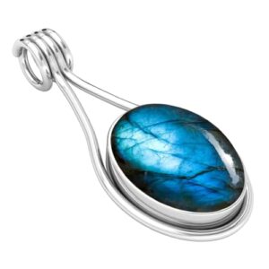 jeweloporium genuine gray labradorite 925 silver pendant for women stone handmade silver pendant necklace christmas - gift cocktail jewelry