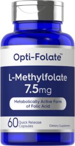 carlyle l methylfolate 7.5 mg | 60 capsules | optimized and activated | non-gmo, gluten free | methyl folate, 5-mthf | by opti-folate