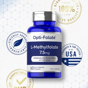 Carlyle L Methylfolate 7.5 mg | 60 Capsules | Optimized and Activated | Non-GMO, Gluten Free | Methyl Folate, 5-MTHF | by Opti-Folate