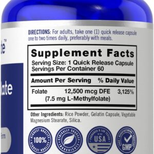 Carlyle L Methylfolate 7.5 mg | 60 Capsules | Optimized and Activated | Non-GMO, Gluten Free | Methyl Folate, 5-MTHF | by Opti-Folate