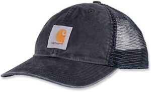 carhartt men's canvas mesh-back cap, navy, ofa