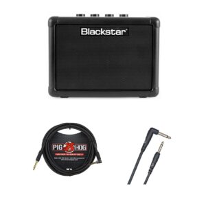 blackstar fly3 3 watt battery powered guitar amp bundle with straight-to-right angle guitar cable and 1/4 inch right angle instrument cable (3 items)