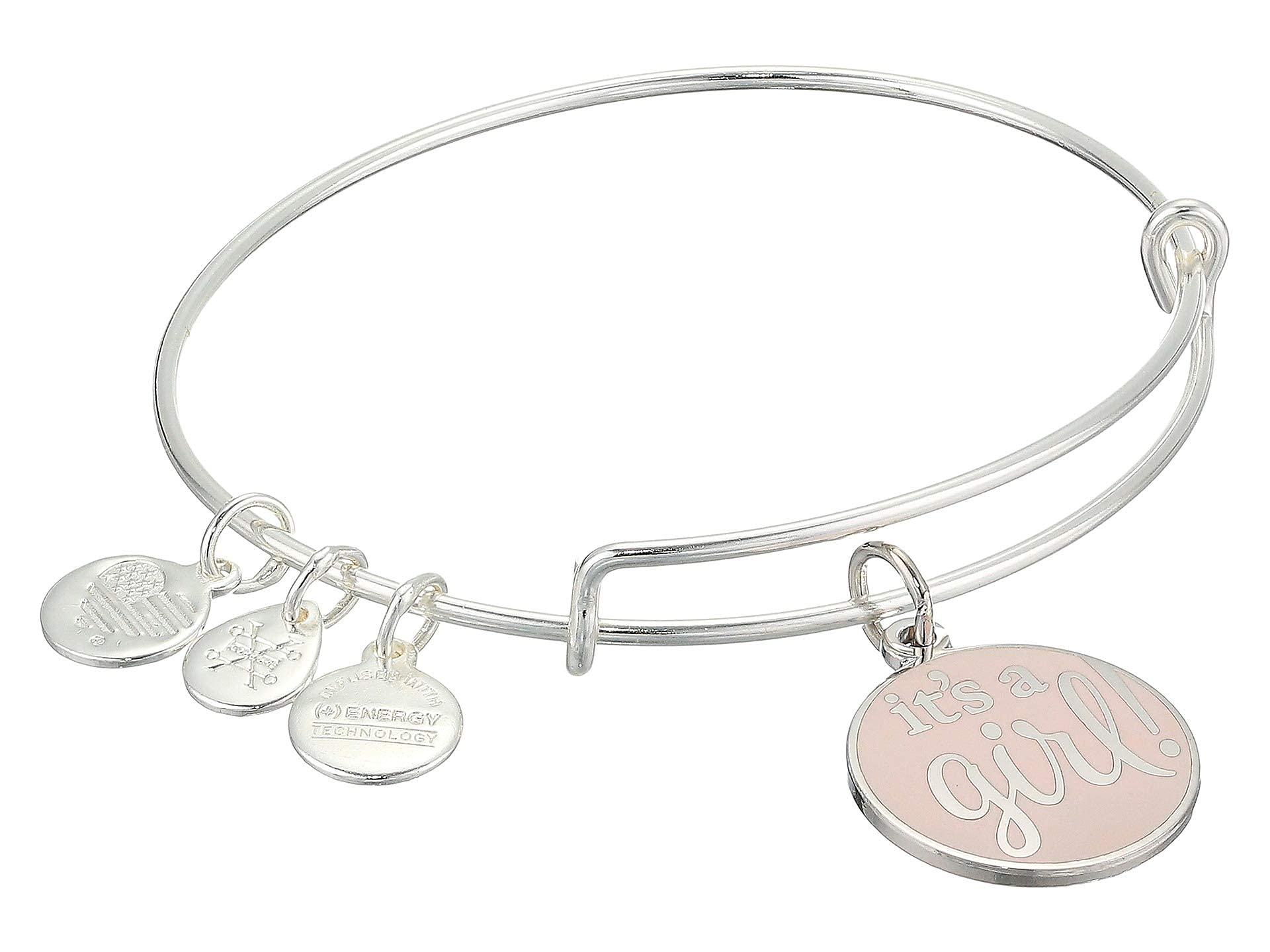 Alex and Ani Women's Color Infusion It's A Girl Bangle Bracelet, Shiny Silver, Expandable