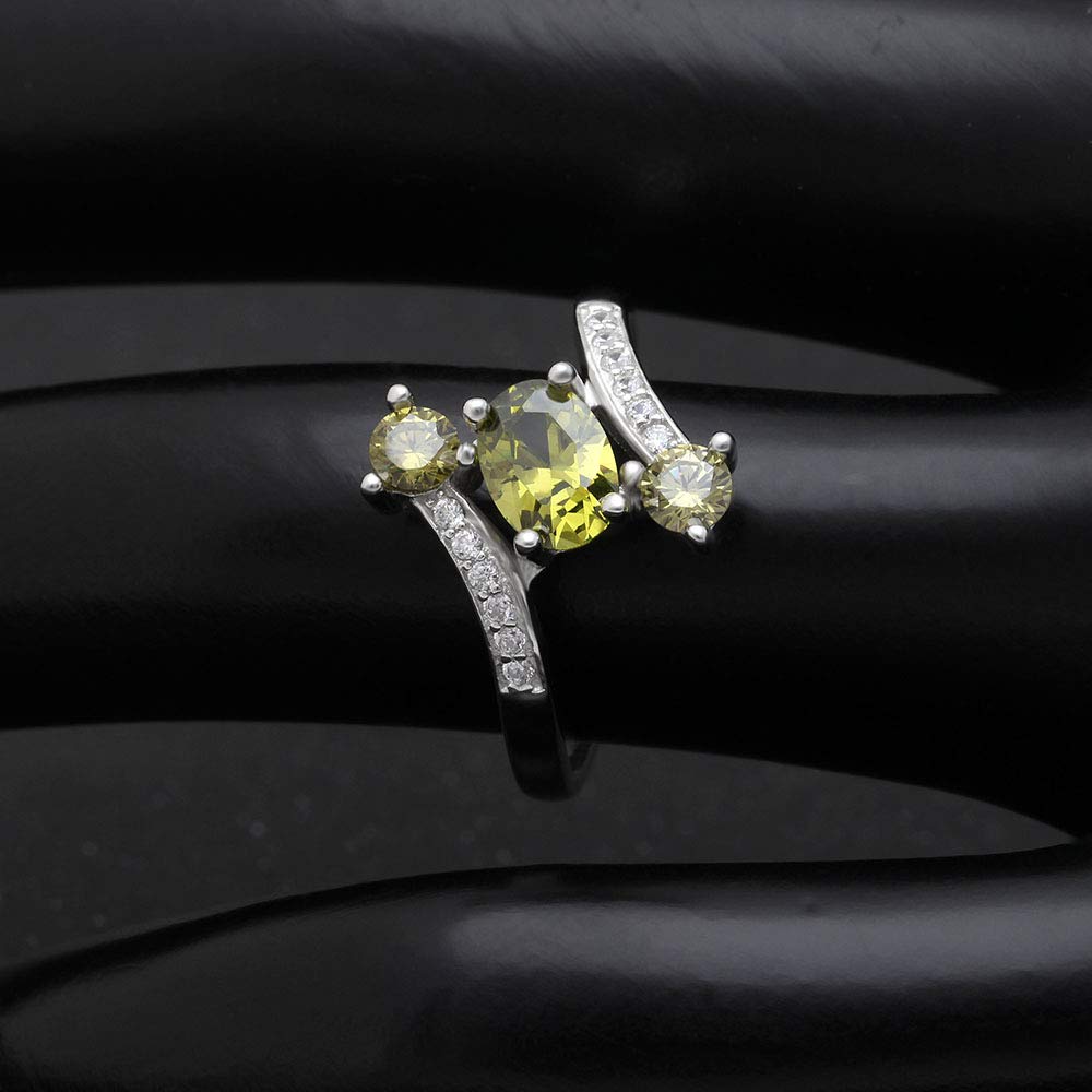 Ginger Lyne Collection Three Stone Sterling Silver CZ Engagement Birthstone Ring Size 12