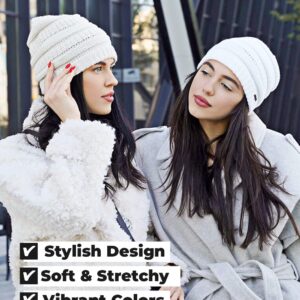 Women’s Soft Warm Stretchy Trendy Chunky Knit Beanie - Stylish Cable Knit Beanie Skully for Fall Winter Weather Black