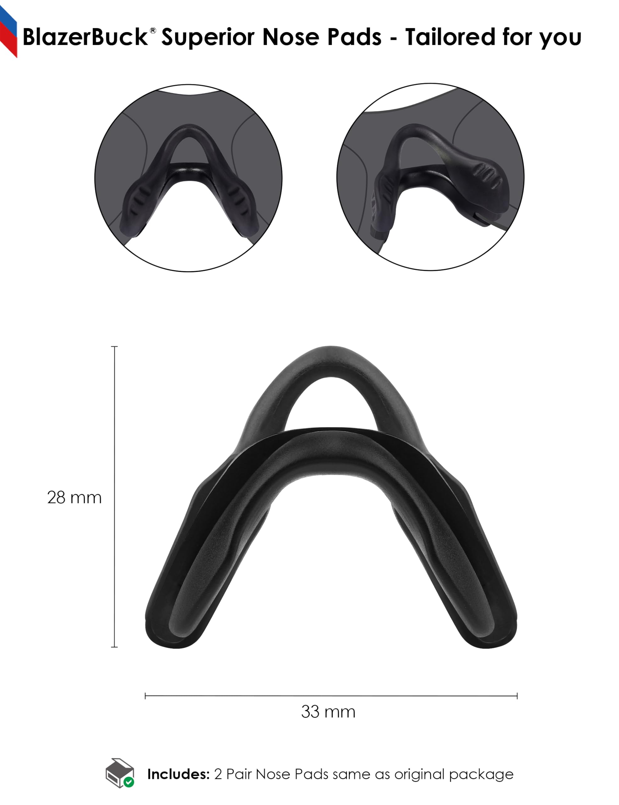 BLAZERBUCK Replacement Nose Piece Pads for Oakley EVZero Path/EVZero Pitch/EVZero Range/EVZero Blades Sunglasses - Black