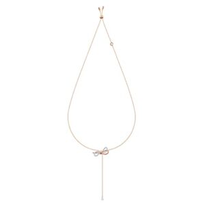 SWAROVSKI Lifelong Bow Pendant, Women's White Crystal Bow Design Pendant Necklace with Mixed Rose-Gold Tone and Rhodium Plating