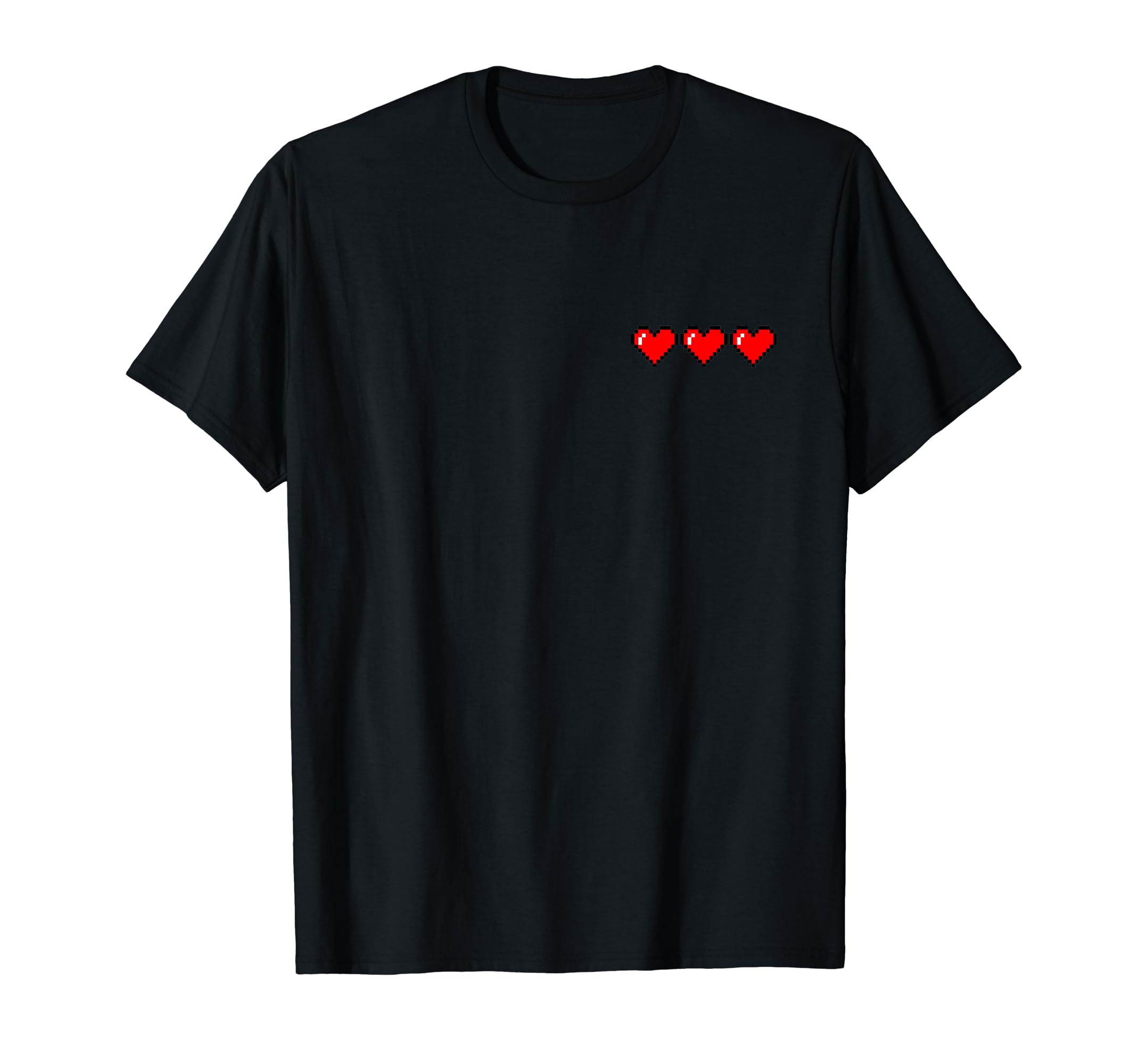 Pocket Pixel Heart Three Extra Life Gamer 3 Red Heart Pixel T-Shirt