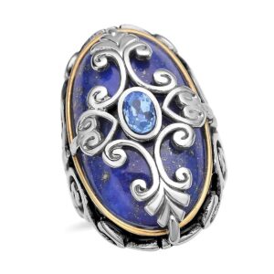 shop lc lapis lazuli blue crystal cocktail statement ring size 6 birthday gifts for women