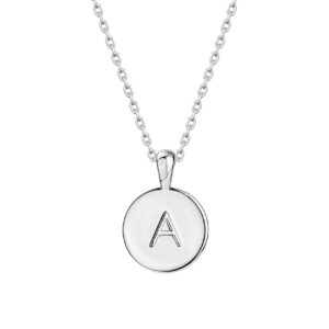 pavoi 14k white gold plated letter necklace for women | gold initial necklace | letter a