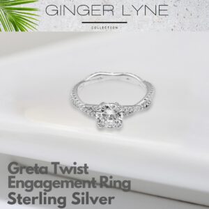 Twist Engagement Ring for Women by Ginger Lyne |1.25 Ct Cubic Zirconia Simulated Diamond Ring | 925 Sterling Silver Wedding Ring for Women | Promise Ring for Her