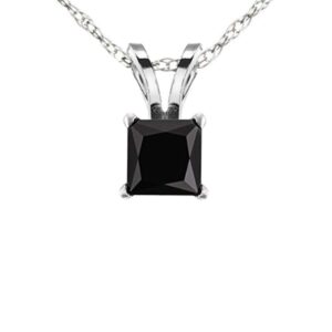 dazzlingrock collection 0.50 carat (ctw) 10k princess black diamond ladies solitaire pendant 1/2 ct, white gold