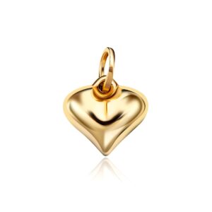 pori jewelers 14k solid yellow gold heart charm pendants- multiple styles (puff heart - small)