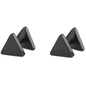 stainless steel geometric shape classical simple plain stud earrings (black triangle)