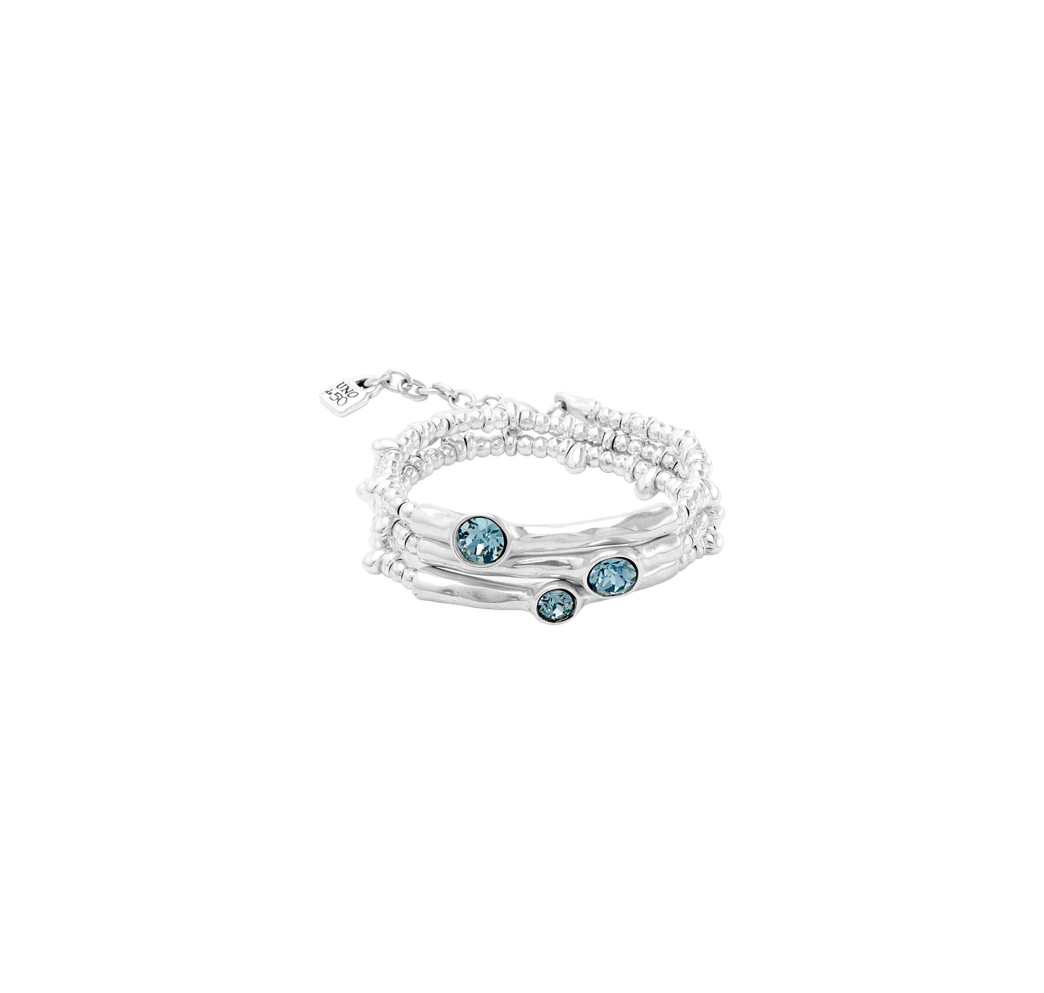 Triple bracelet in metal clad with silver and SWAROVSKI® ELEMENTS.