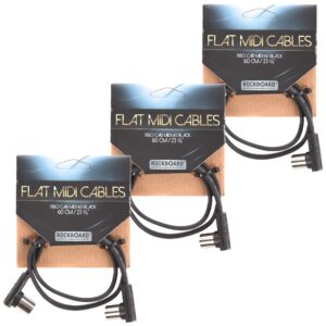 rockgear midi cable, 60cm / 23.62" black 3 pack bundle