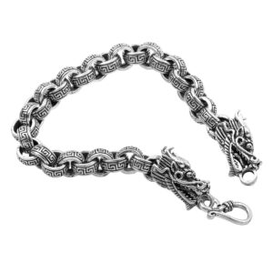 Sterling Silver 7mm Double Dragon Thick Rolo Chain Bracelet 7.5'' 8'' or 8.5'' (8)