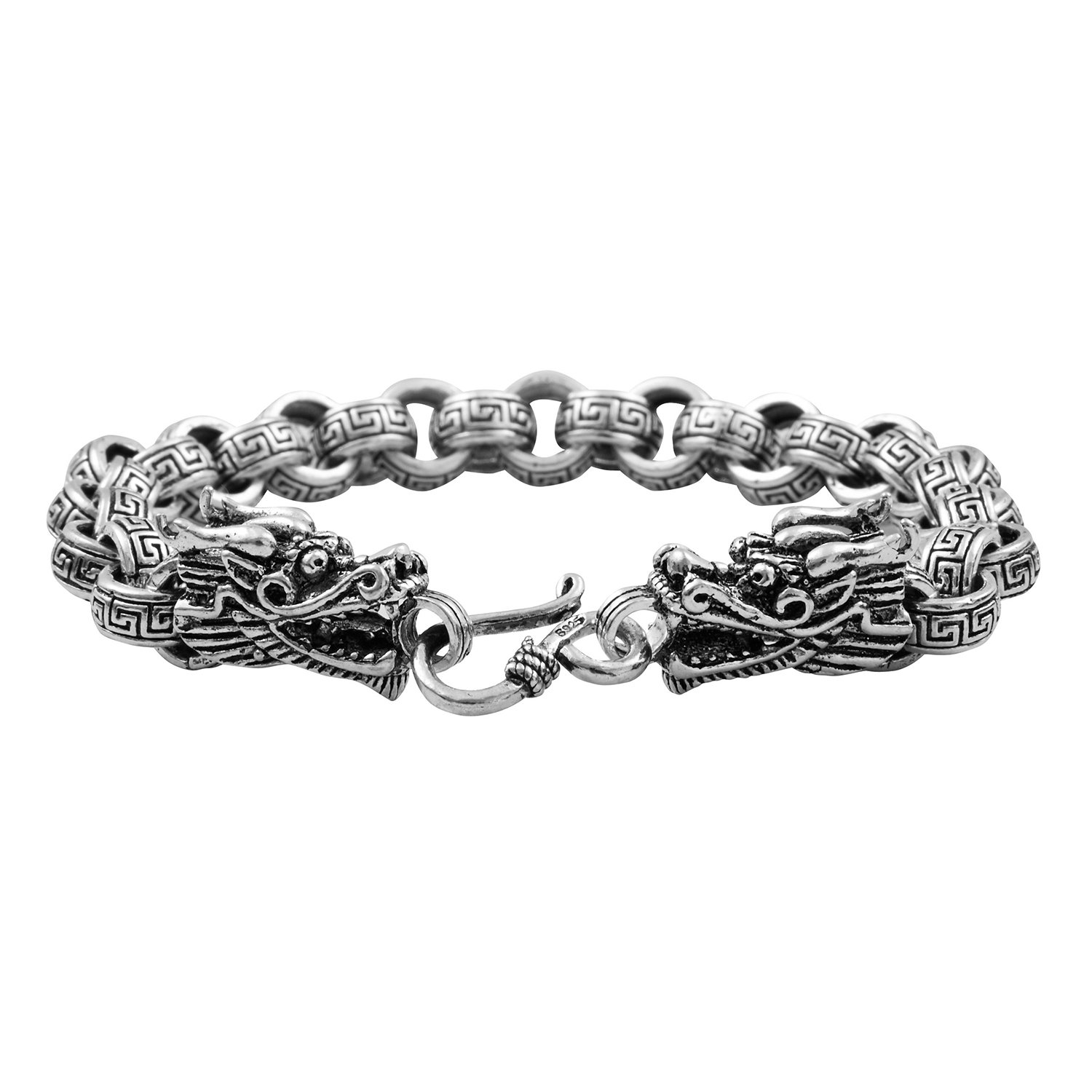 Sterling Silver 7mm Double Dragon Thick Rolo Chain Bracelet 7.5'' 8'' or 8.5'' (8)