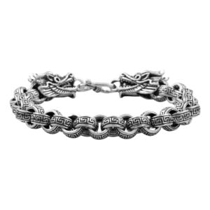 Sterling Silver 7mm Double Dragon Thick Rolo Chain Bracelet 7.5'' 8'' or 8.5'' (8)