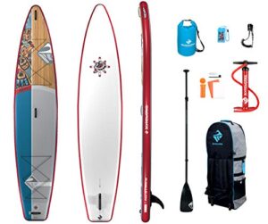 boardworks shubu sup - all water inflatable stand-up paddle board - sup includes complete kit with paddle, backpack carry bag, leash, dry bag and pump