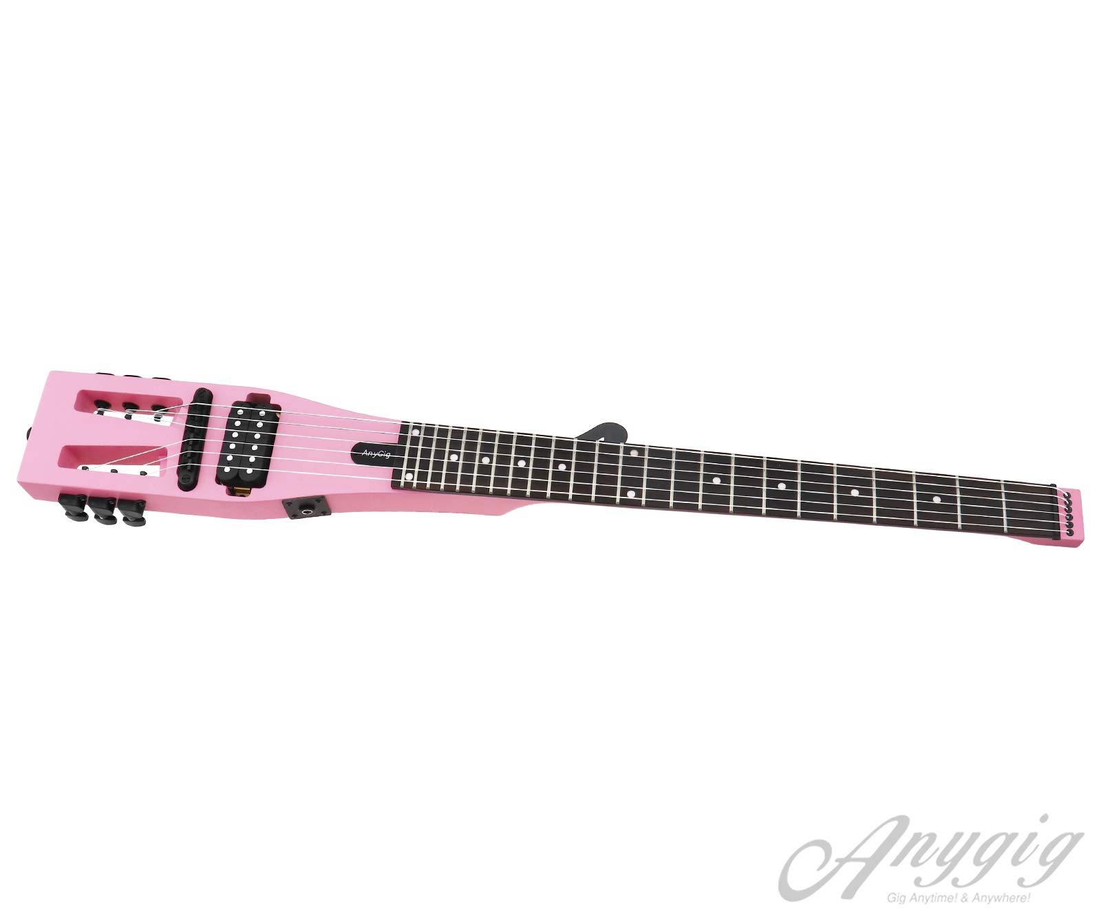 Anygig Electric Guitar Practice Portable Travel 82CM 1.6KG Pink Matte 25.5" Full Scale with Gigbag Right Handed