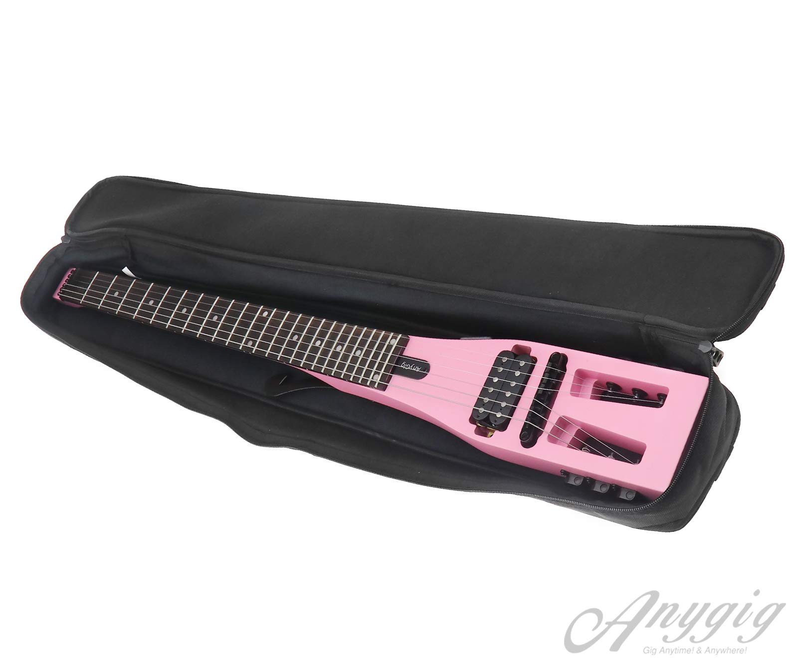 Anygig Electric Guitar Practice Portable Travel 82CM 1.6KG Pink Matte 25.5" Full Scale with Gigbag Right Handed